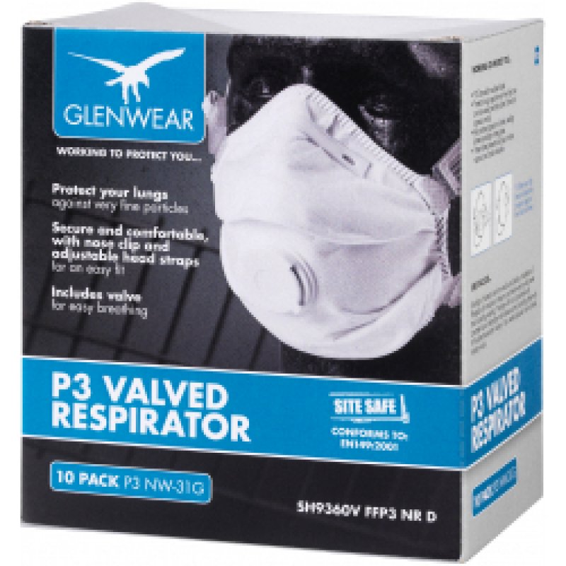 FFP3 Valved Respirator Pack Of 10 Glenwear s312003 | Haven Home Centre