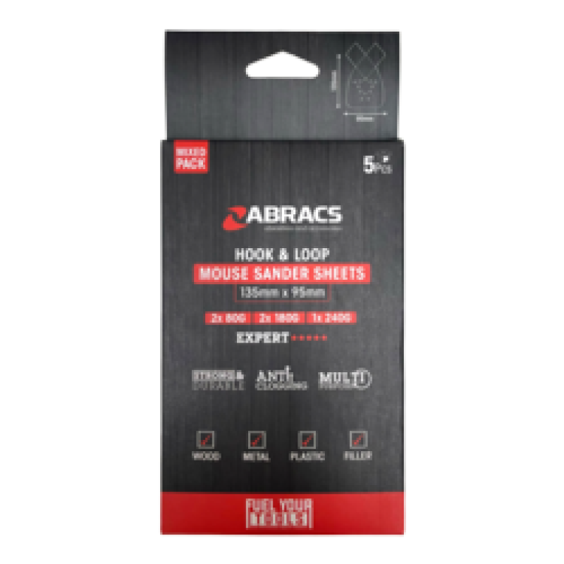 Abracs Mouse Sander Sheet Pack 5 135mm x 95mm | Haven Home Centre