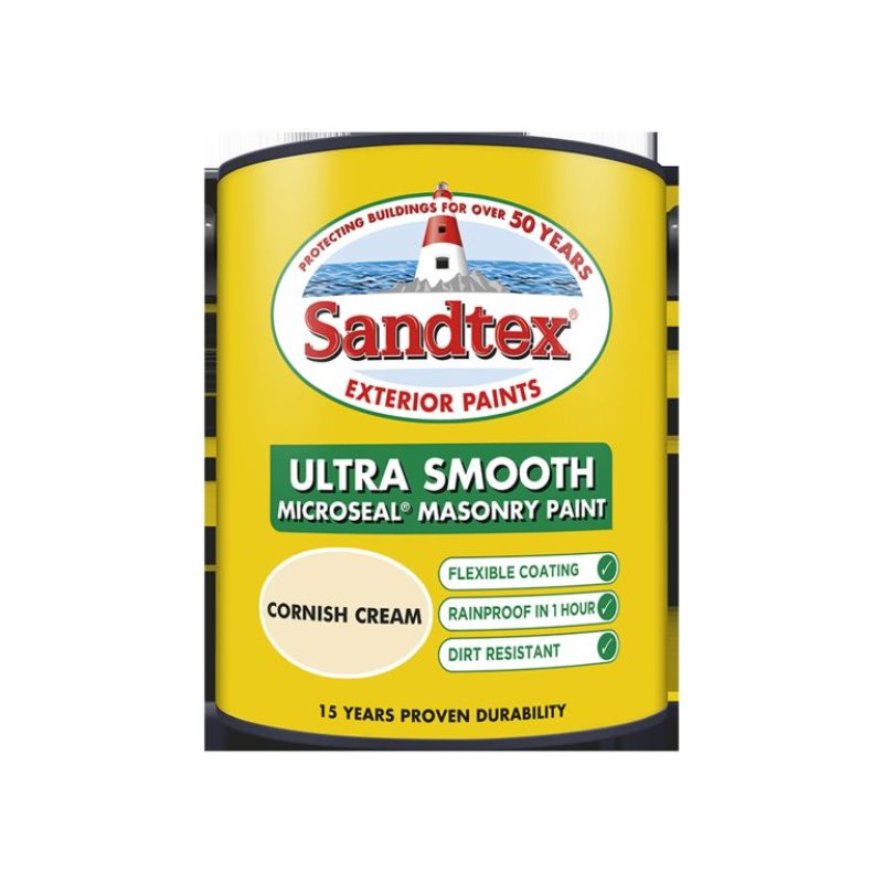 Sandtex Masonry Paint Smooth 5L Cornish Cream s348876 | Haven Home Centre